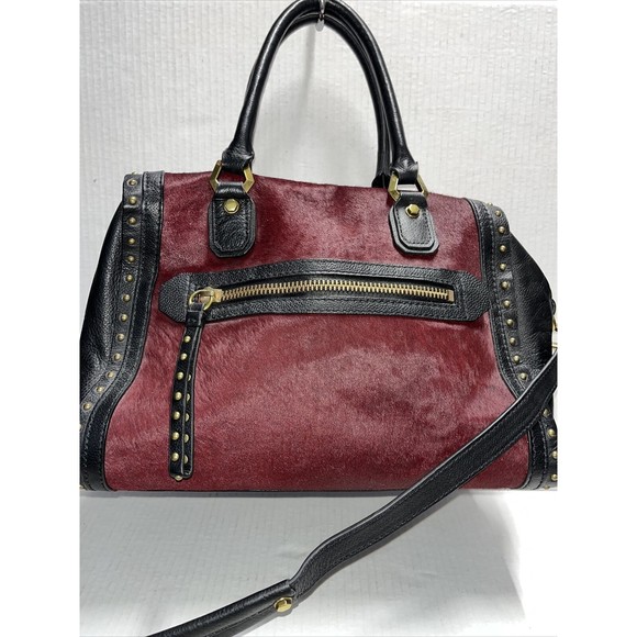 orYANY | Bags | Oryany Brenda Burgundy Calfhair Leather Studded Speedy ...